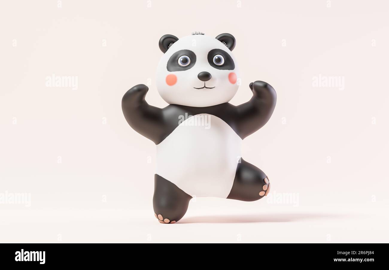 Panda with cartoon style, 3d rendering. Digital drawing Stock Photo - Alamy