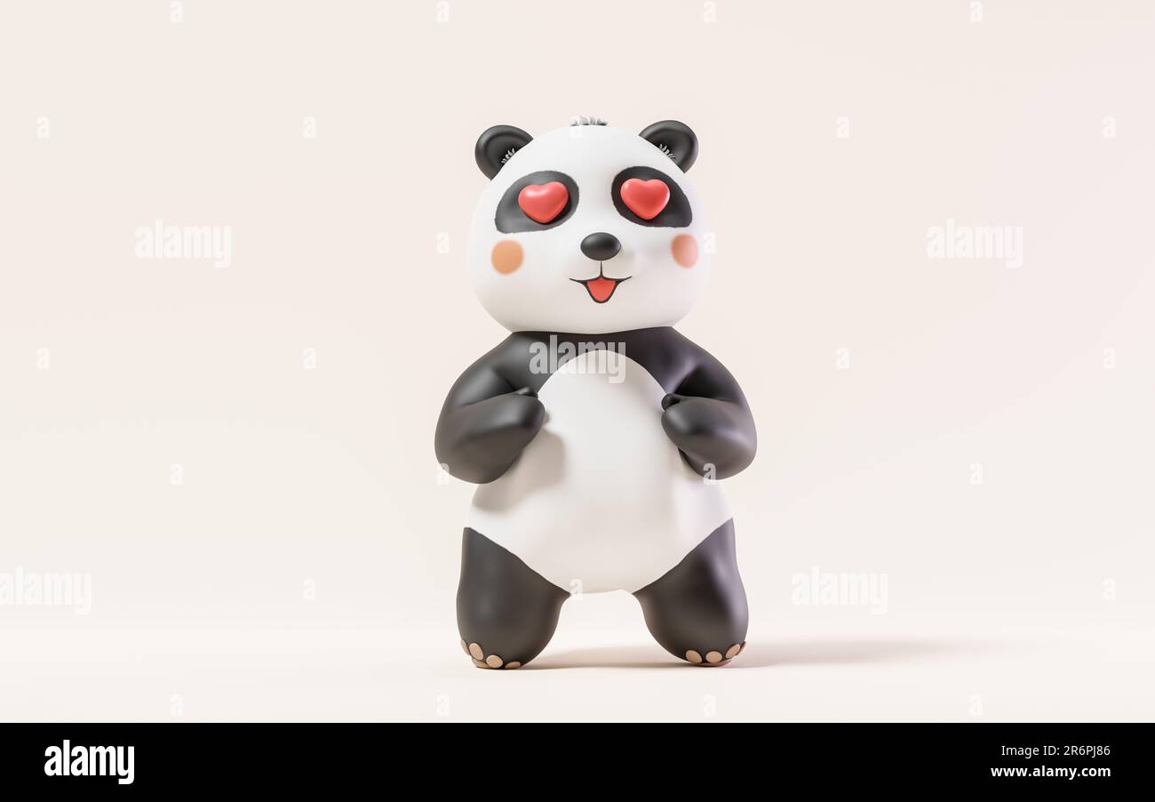 Panda with cartoon style, 3d rendering. Digital drawing Stock Photo - Alamy