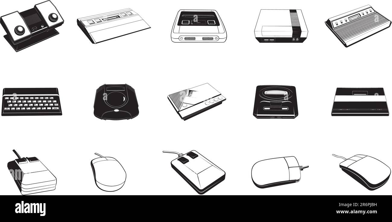 Collection of smooth vector EPS illustrations of various retro IT ...