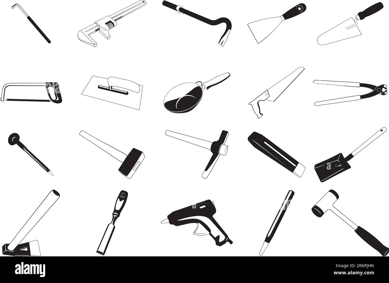 Collection of smooth vector EPS illustrations of various tools Stock ...
