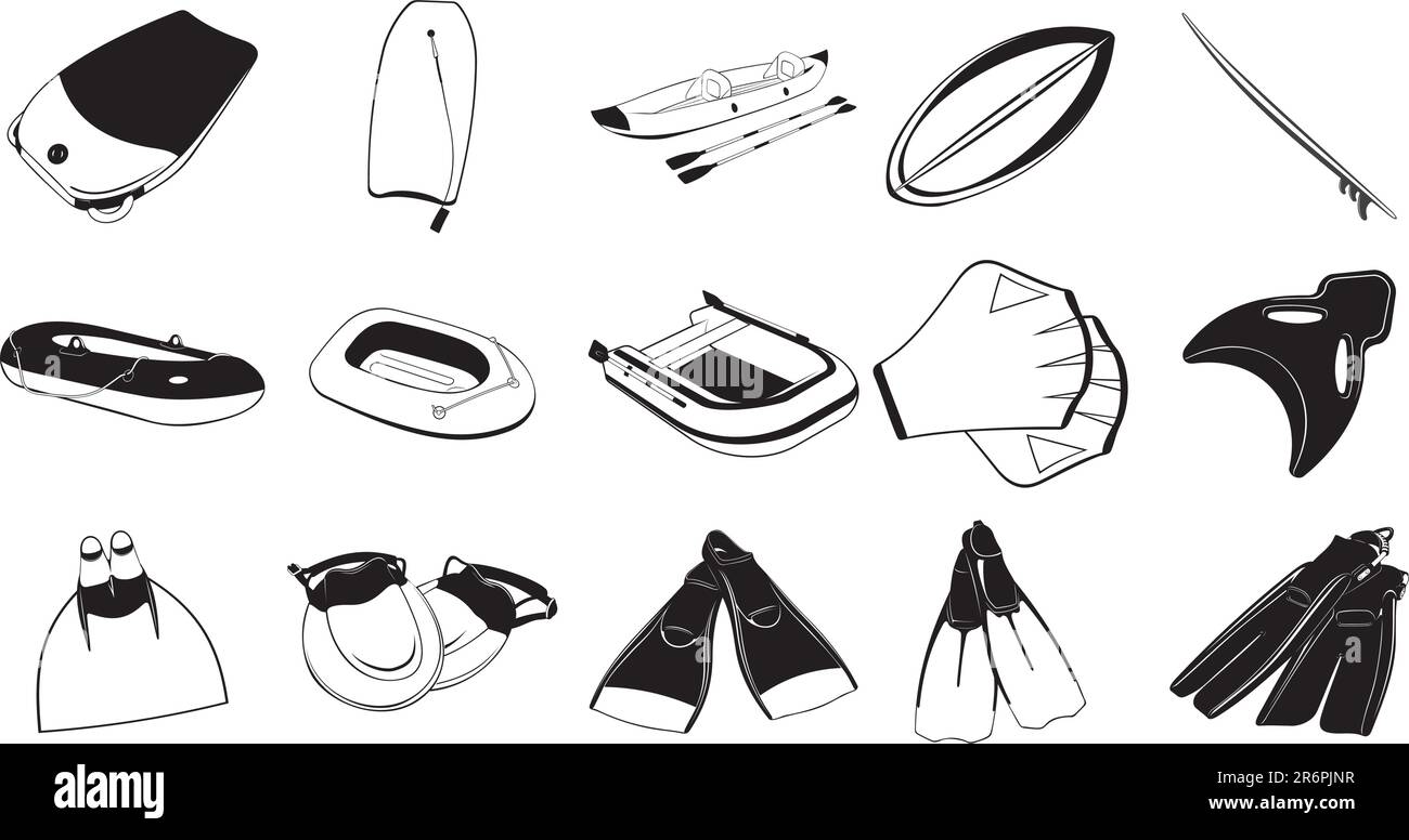 Collection of smooth vector EPS illustrations of various beach-related ...