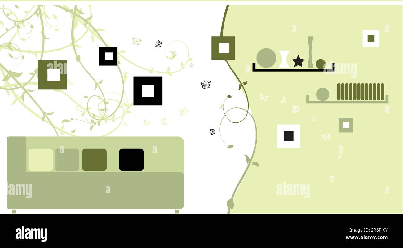 Design interior, green style Stock Vector Image & Art - Alamy