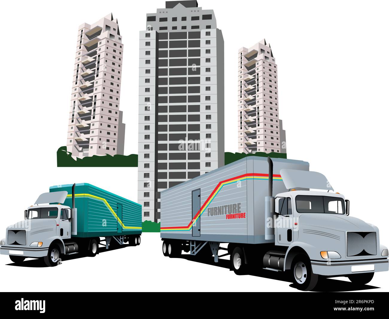 New Dormitory and two trucks. Vector illustration Stock Vector Image ...