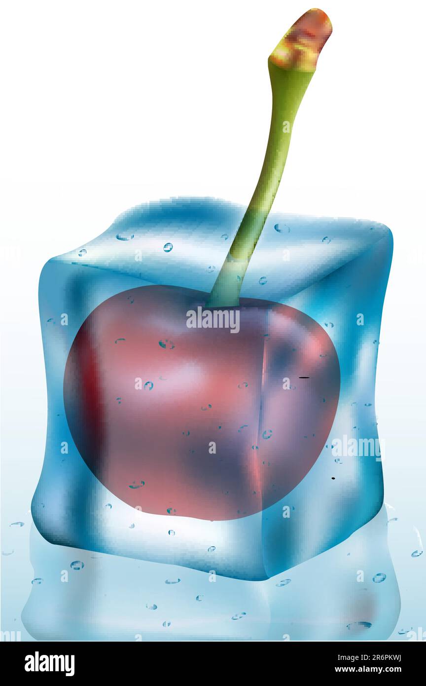 illustration of cherry in ice cube Stock Vector Image & Art - Alamy