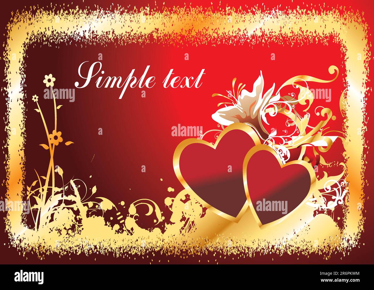 Two hearts with colours in a framework on a red background Stock Vector ...