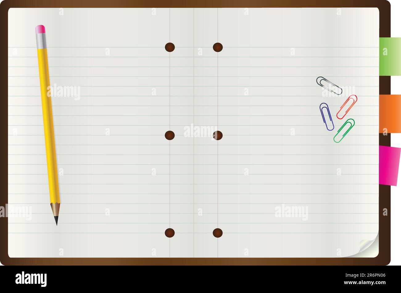 Vector of blank notepad with a pen and paper clips Stock Vector Image ...