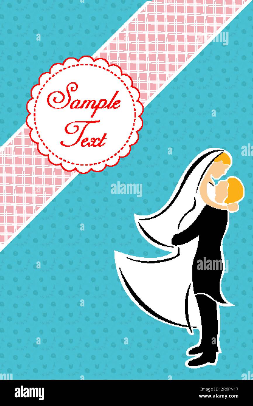 illustration of just married couple on textured background Stock Vector ...