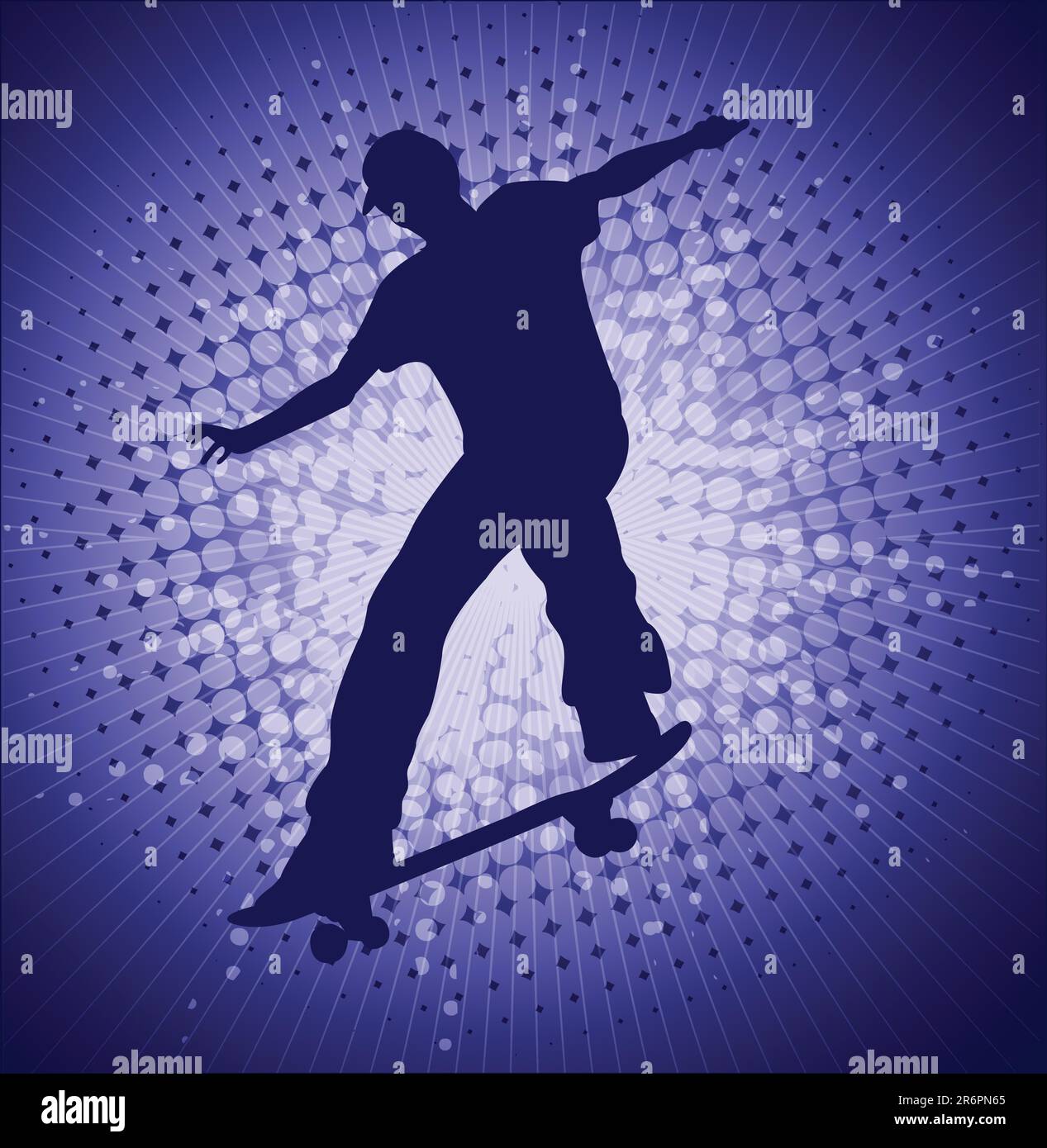 skater on the abstract blue background - vector Stock Vector Image ...