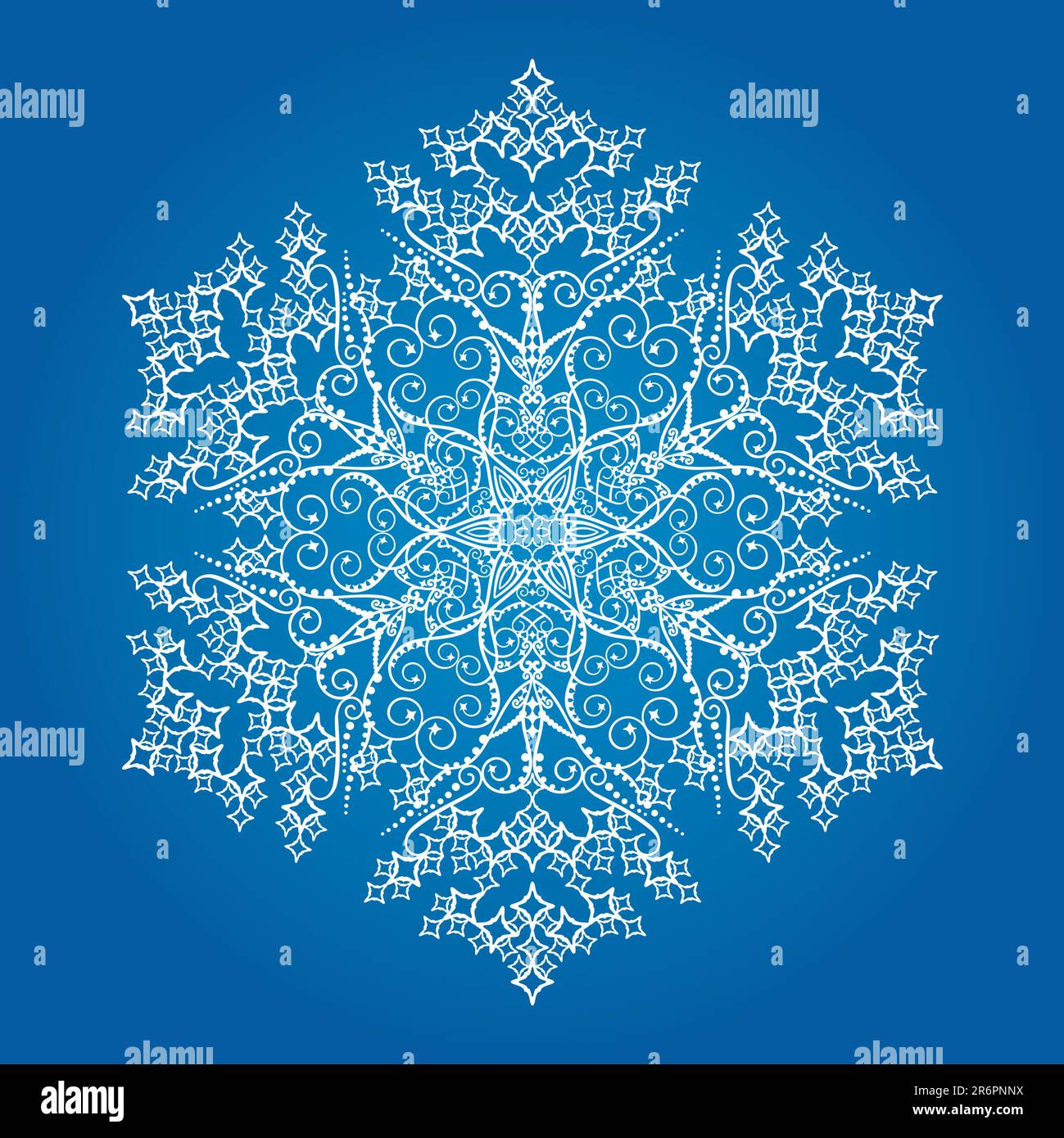 Single detailed snowflake on light blue background. This image is a ...