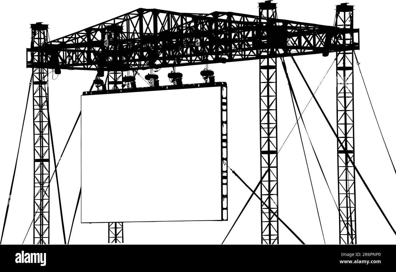 An impressive metal structure supporting a blank outdoor LCD (low angle ...