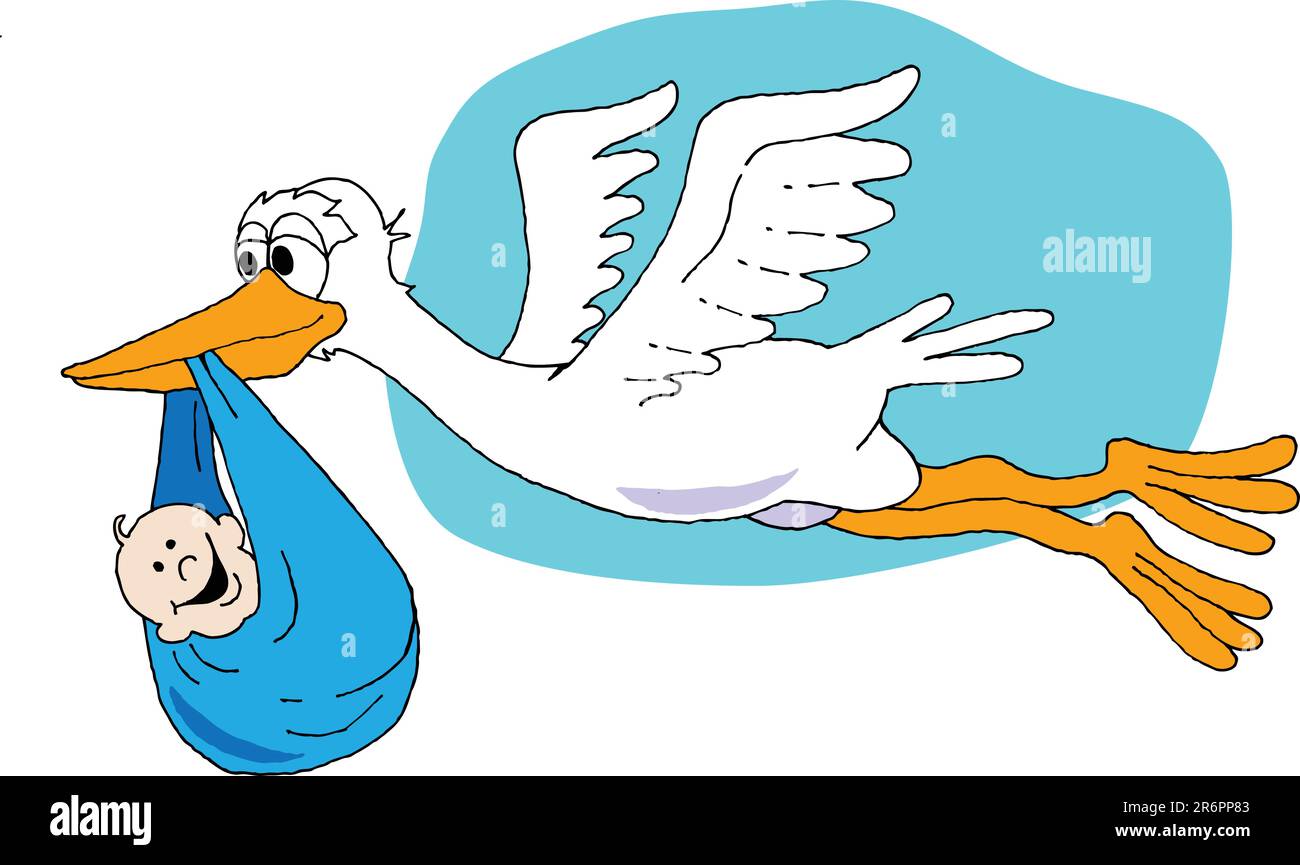 Stork Carrying Baby Boy