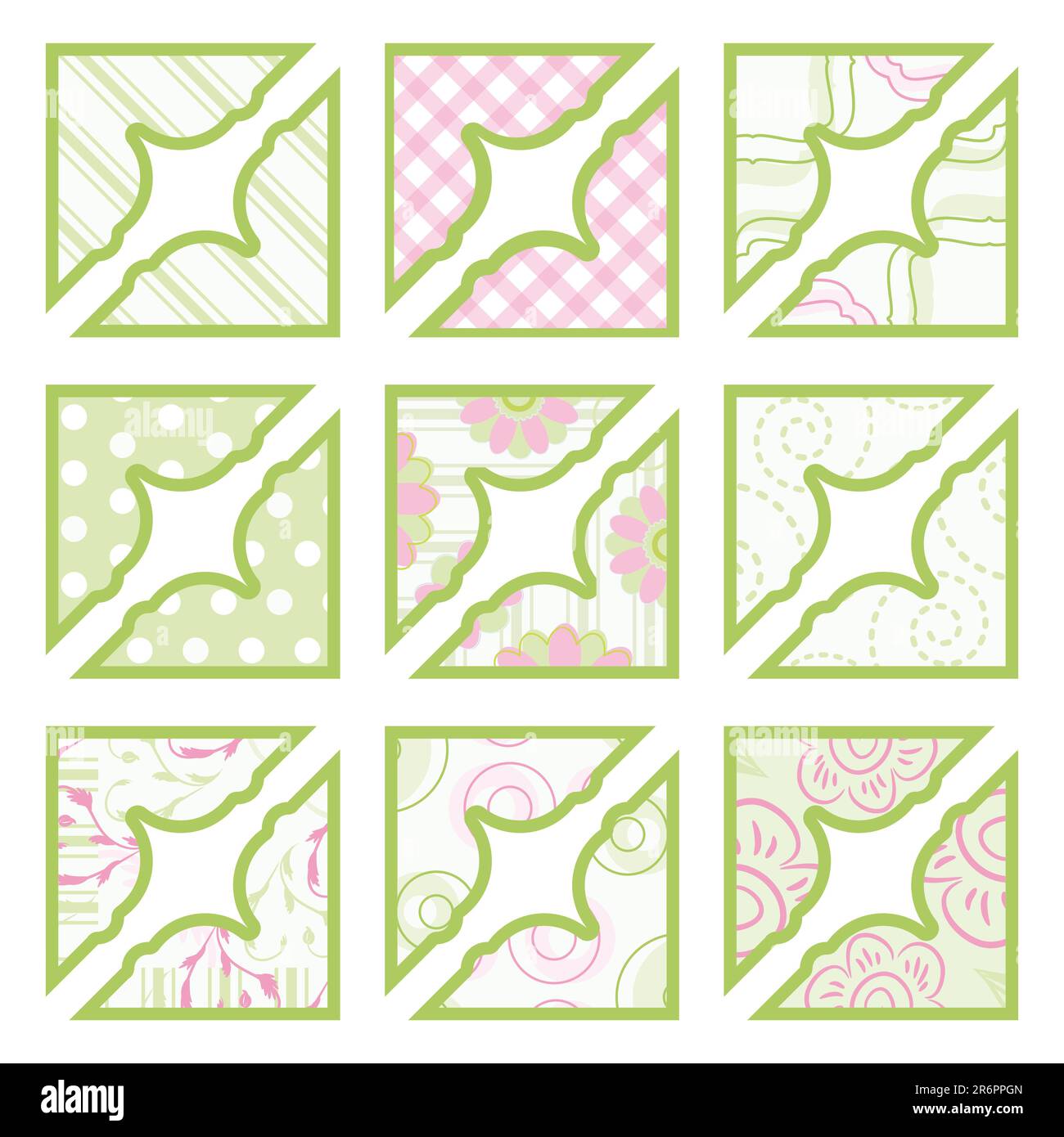 Set of elements for design. Pink and green Corners Stock Vector Image ...