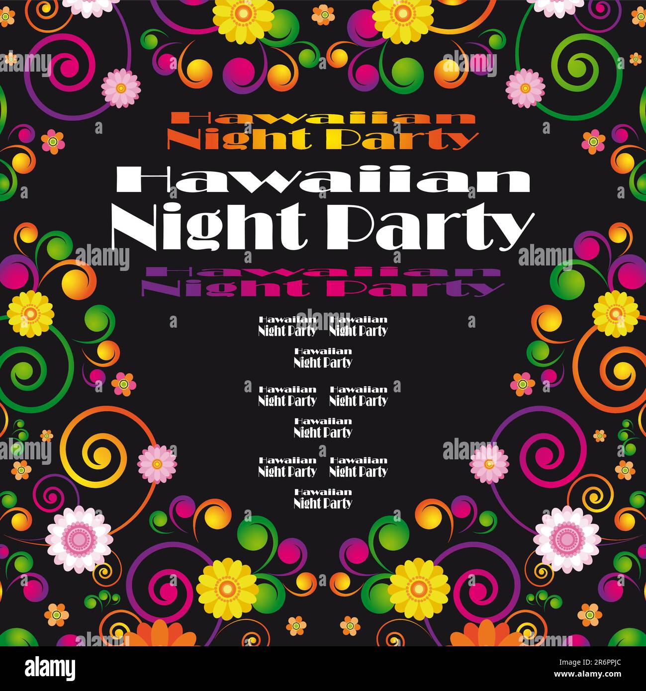 Flower frame for the poster of Hawaiian night party - Illustration for ...