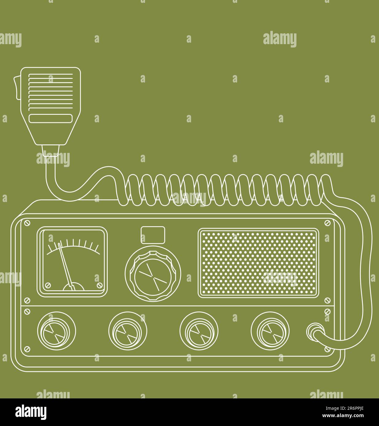 Vector line art illustration of a retro CB radio Stock Vector Image ...