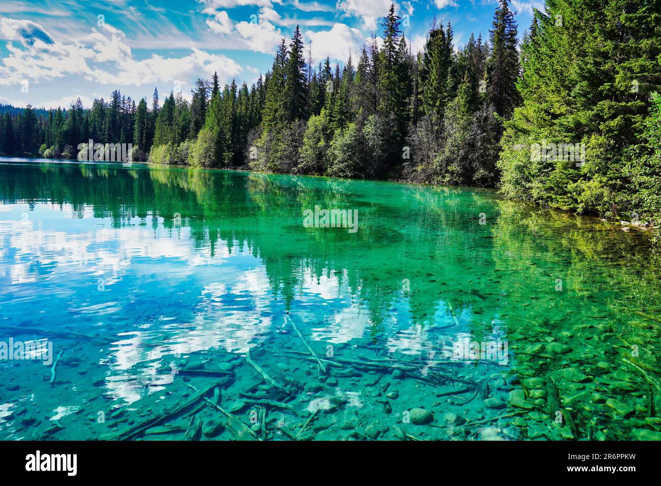 Emerald green shades of the lake waters in the Valley of Five Lakes ...