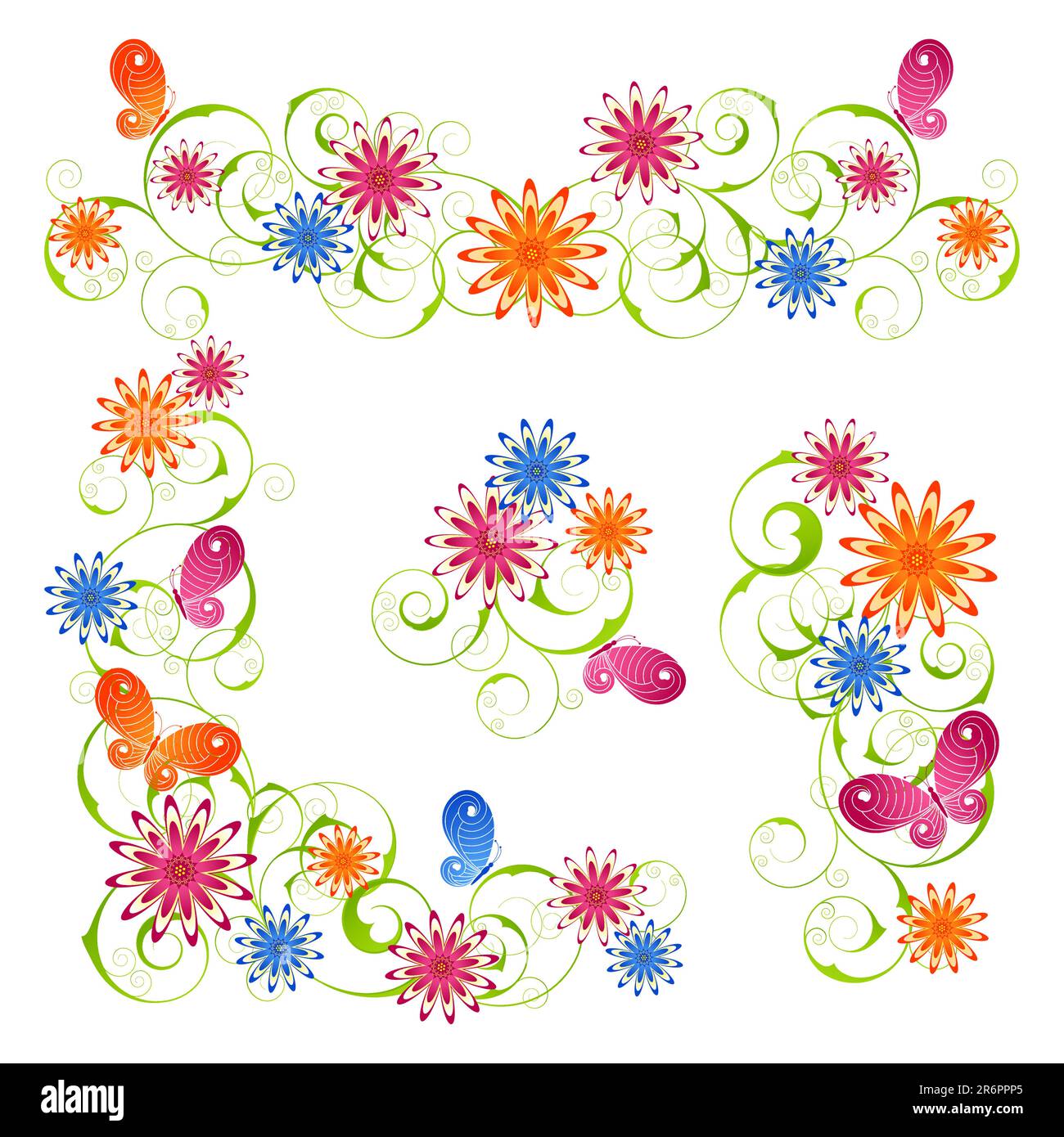 Spring design elements from flowers and butterflies Stock Vector Image ...