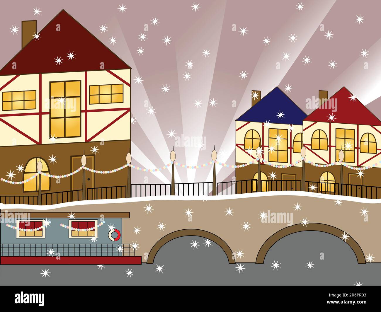 Christmas card town Stock Vector Images - Alamy