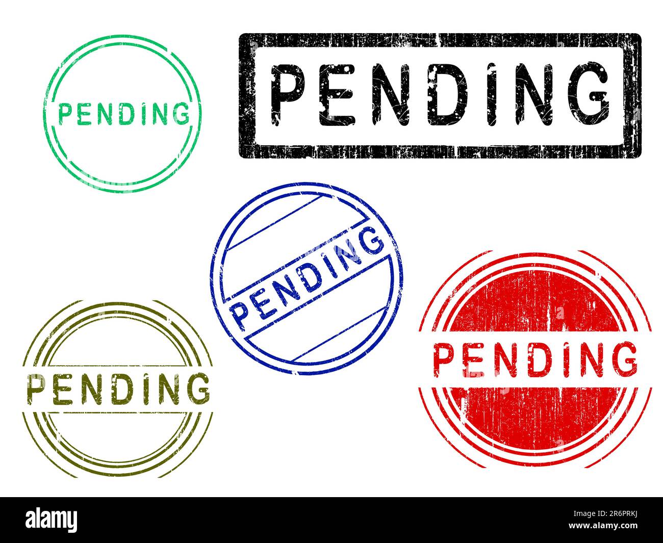 5 Grunge effect Office Stamp with the word PENDING in a grunge ...