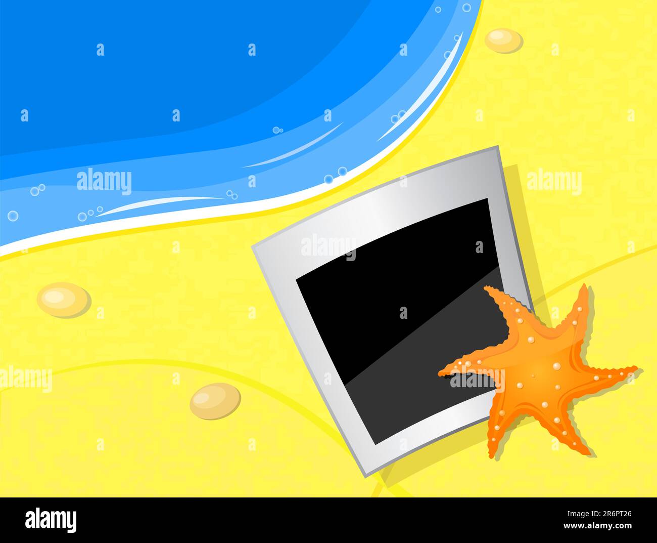 vector illustration photo and fishstar on the beach coast Stock Vector ...