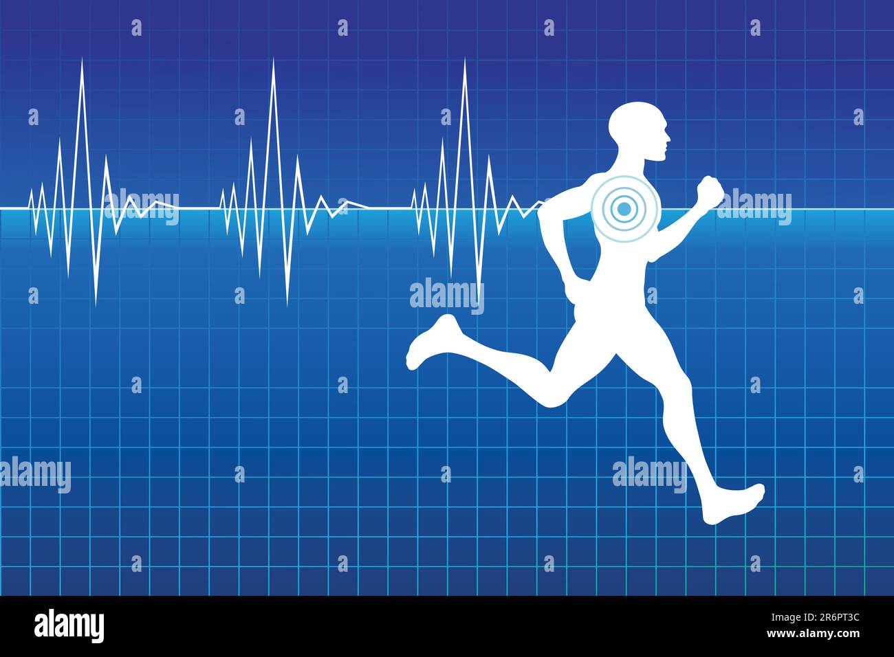 Running athlete on monitor with line of heartbeat. Vector illustration ...