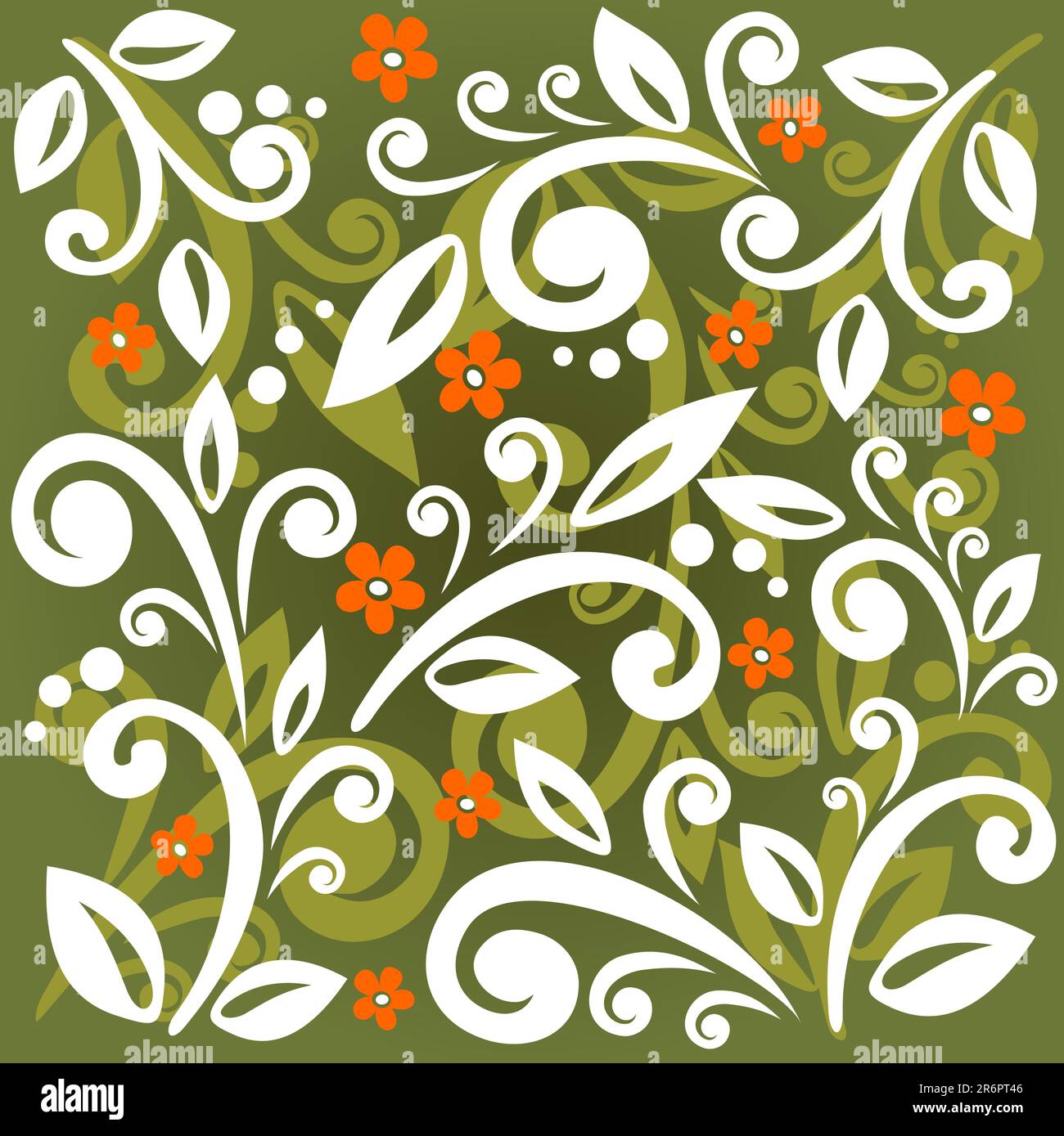 Abstract flowers and curves pattern on a green background Stock Vector ...