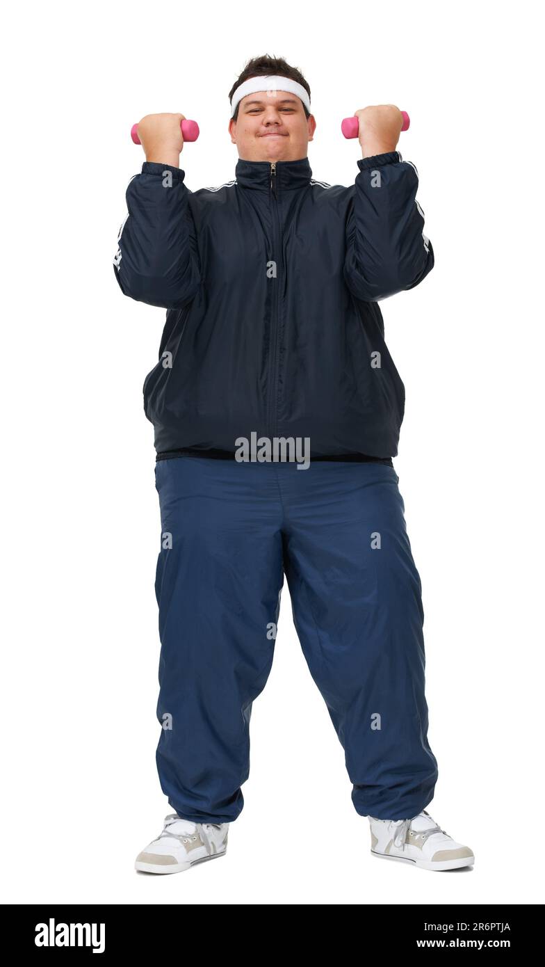 Plus size, dumbbell training and portrait of man in a studio with ...