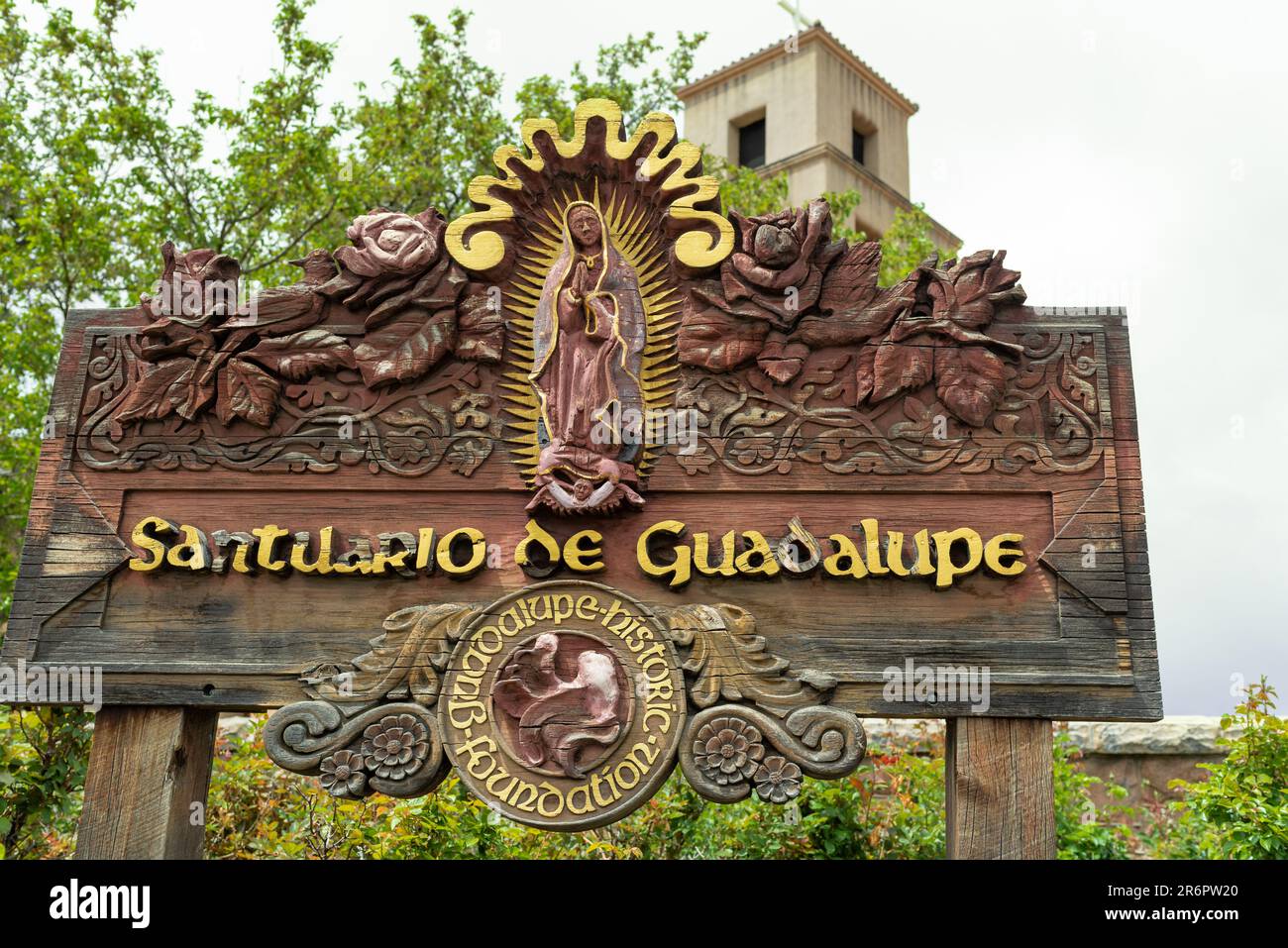 Sign for Santuario de Guadalupe, Church of Our Lady of Guadalupe, the ...