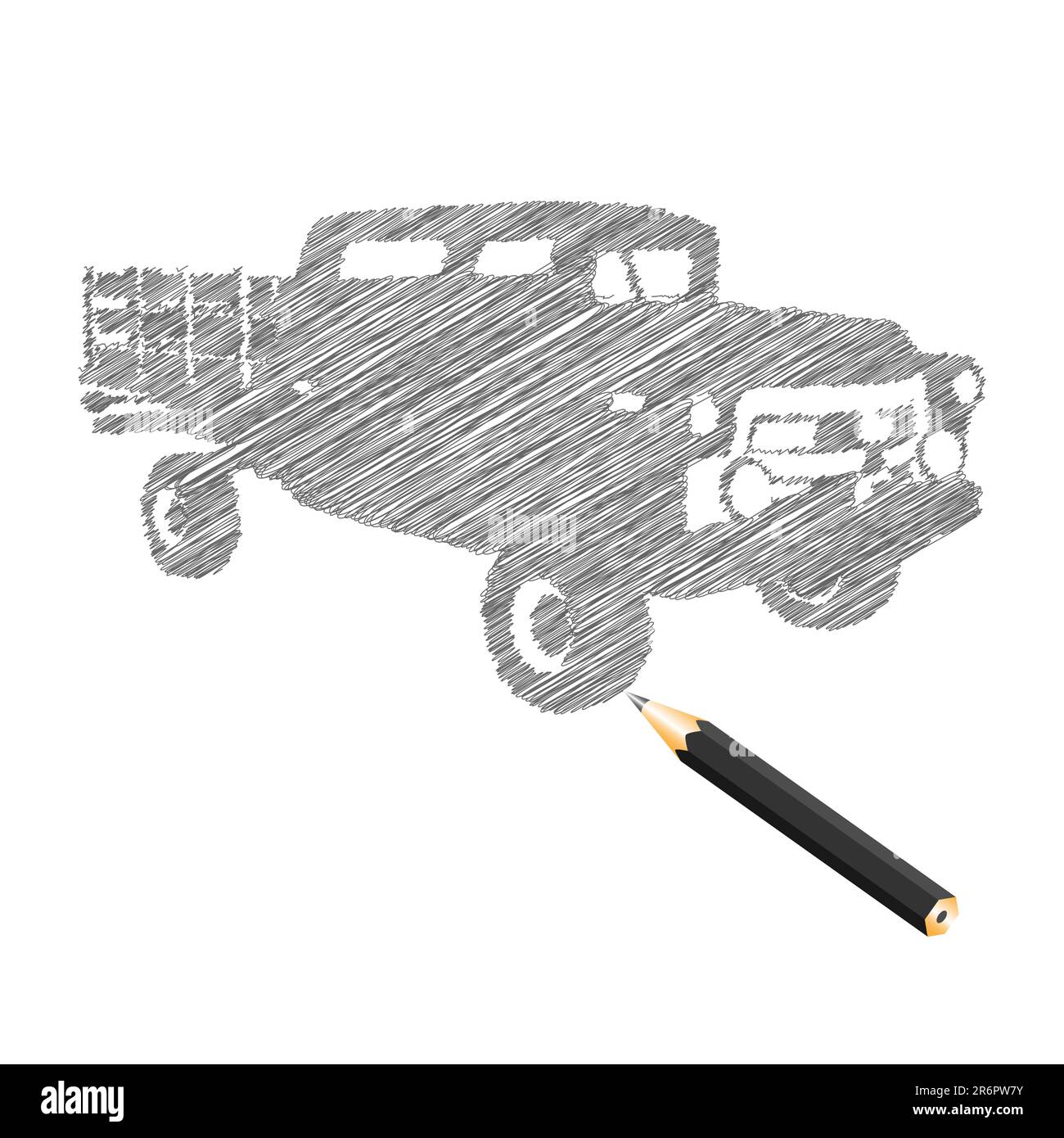 Hand drawn vintage car Cut Out Stock Images & Pictures - Alamy
