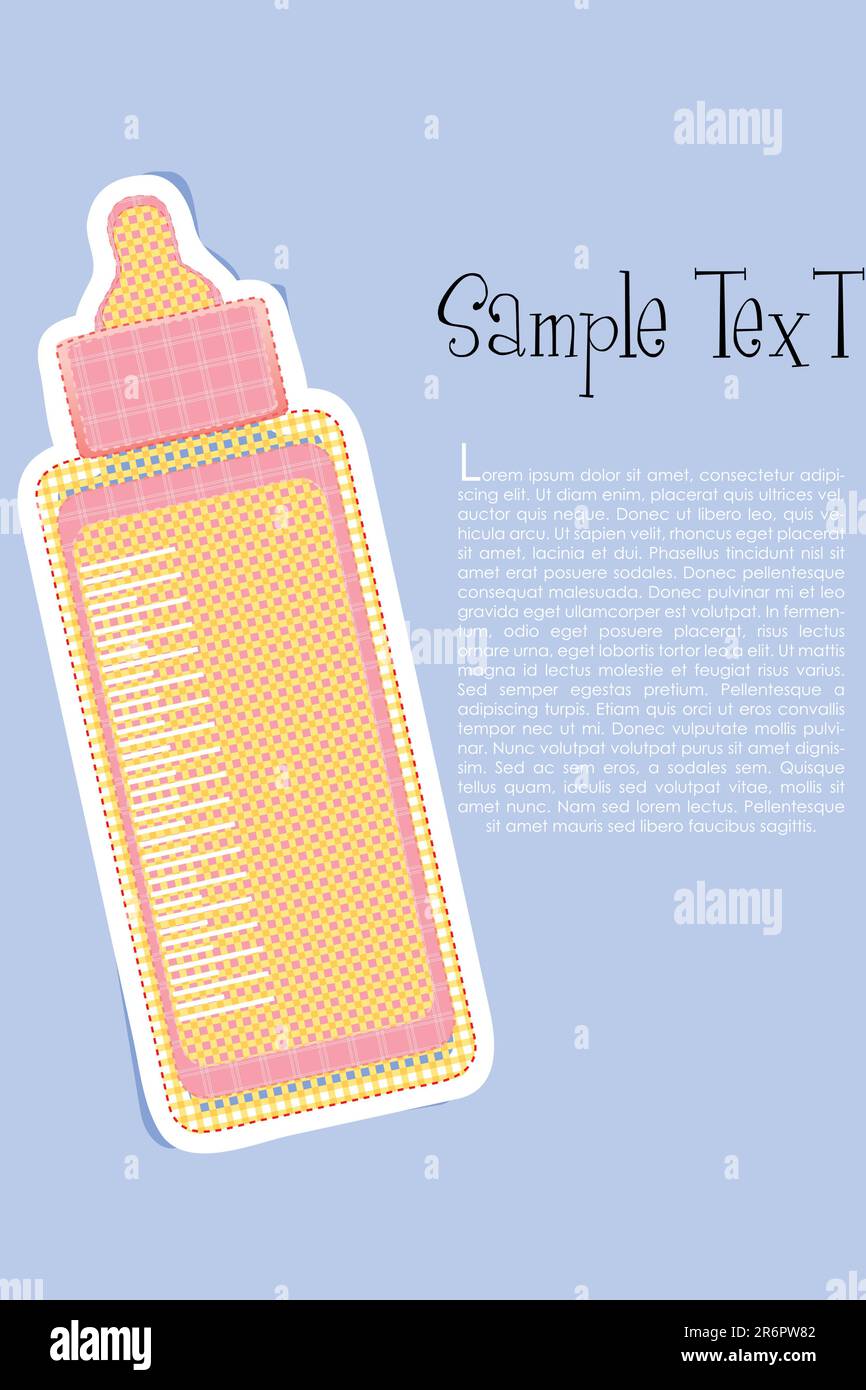 illustration of baby milk bottle on text template Stock Vector Image ...