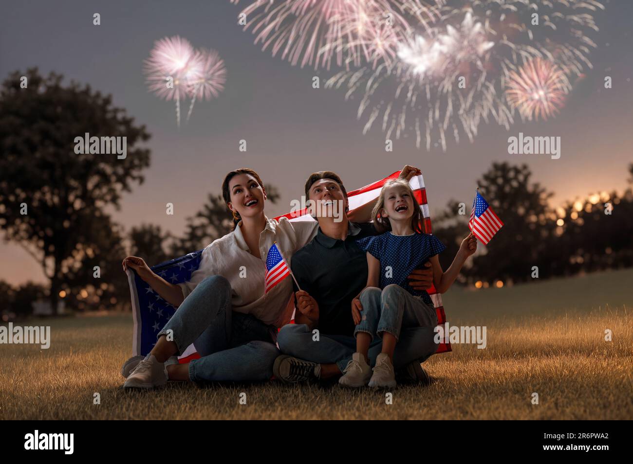 Girl family city fireworks hi-res stock photography and images - Alamy