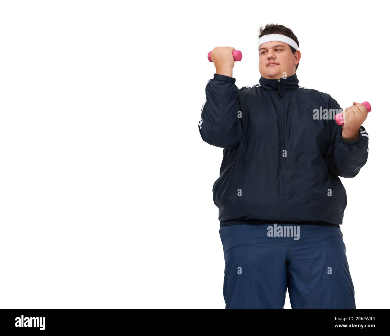 Plus size, weight training and mockup of man in a studio with exercise ...