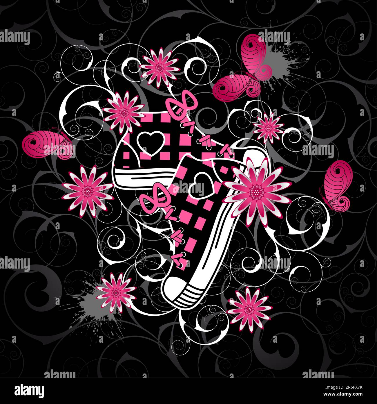 Emo background with sneaker and flowers Stock Vector Image & Art - Alamy