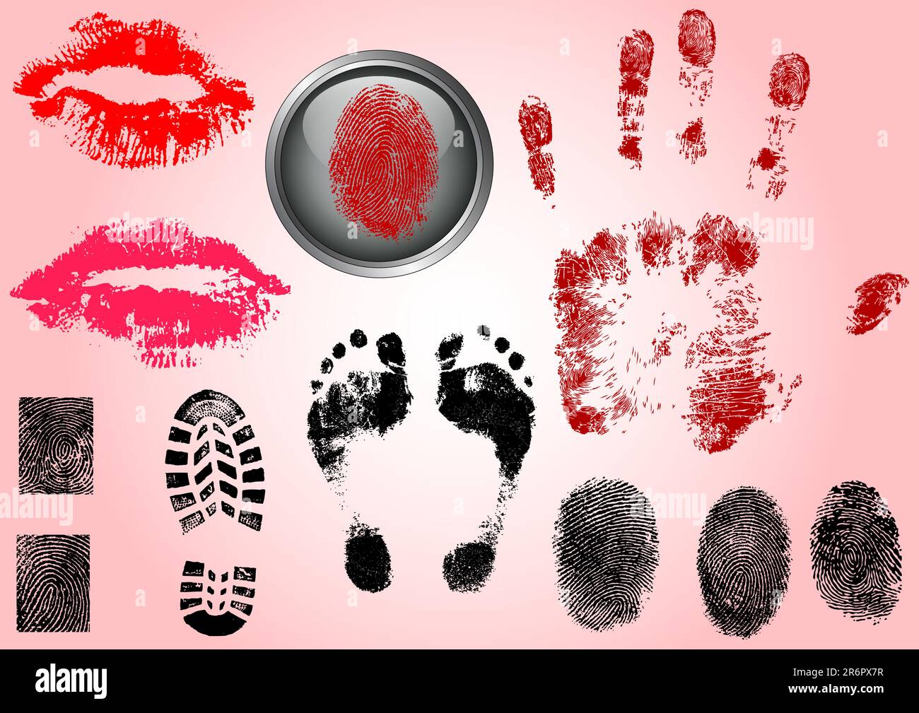 Fingerprint Footprints and Lips - Very accurately scanned and traced ...