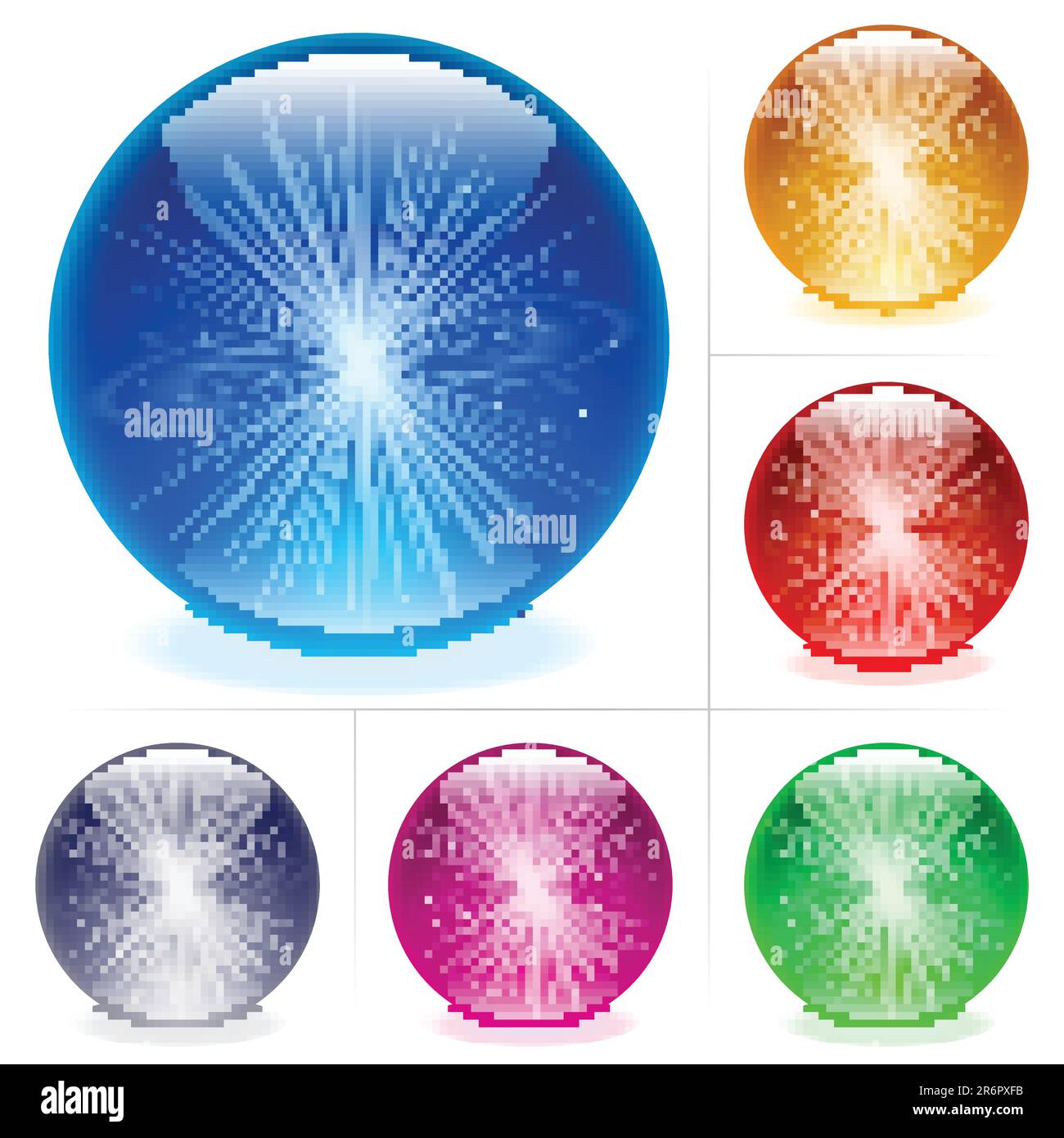 Collection of colorful glossy spheres isolated on white. Solar system ...