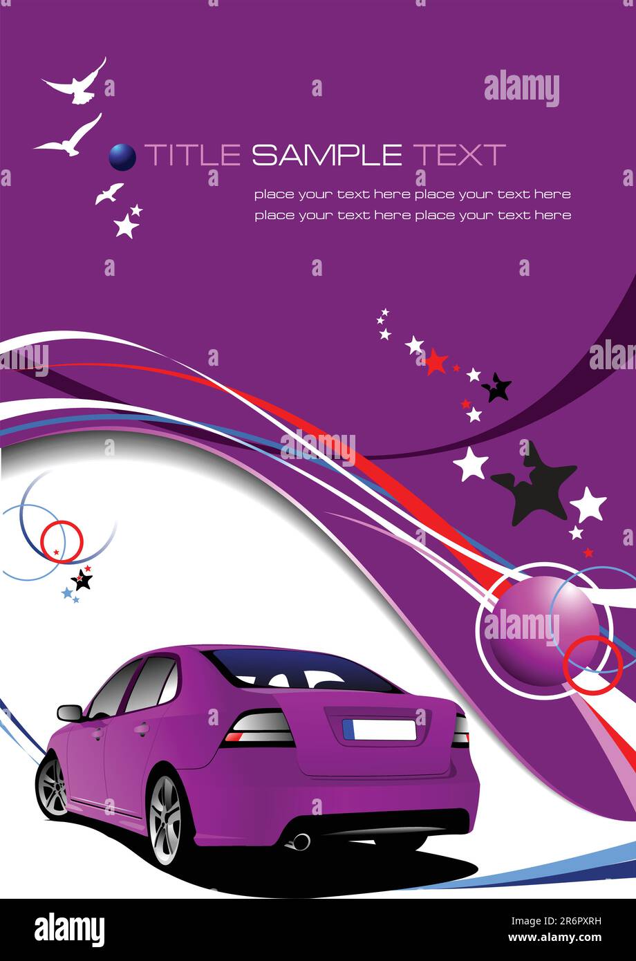 Purple business background with luxury car image. Vector illustration ...