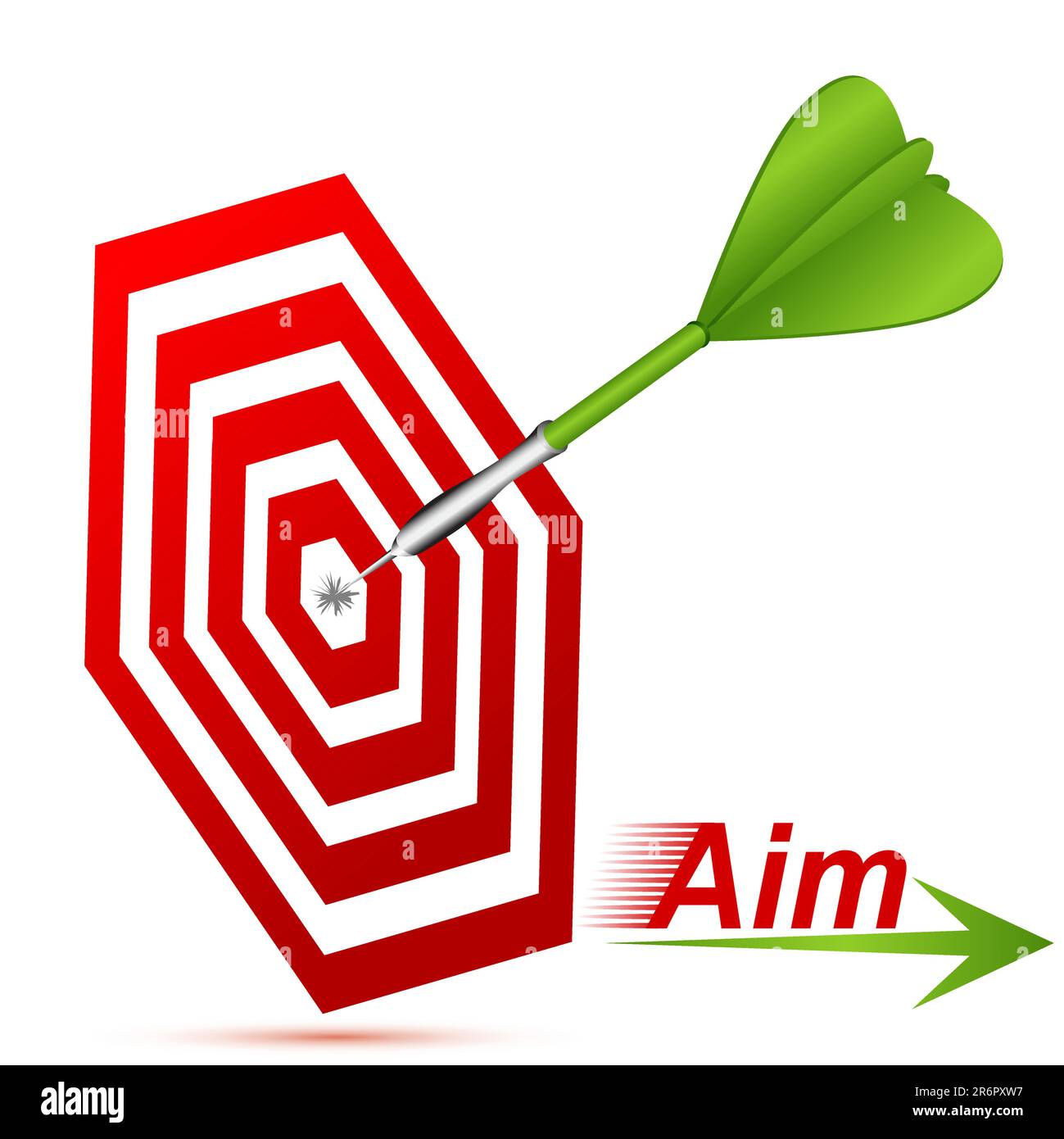 illustration of target board with arrow on white background on white ...