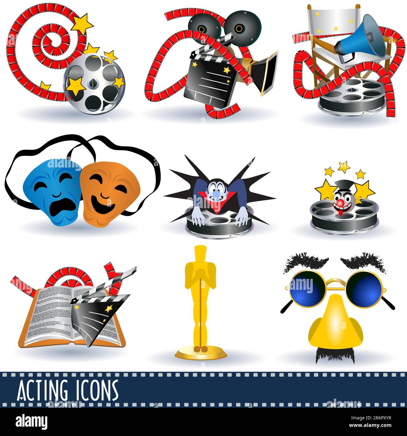 A collection of nine different acting icons illustration Stock Vector ...
