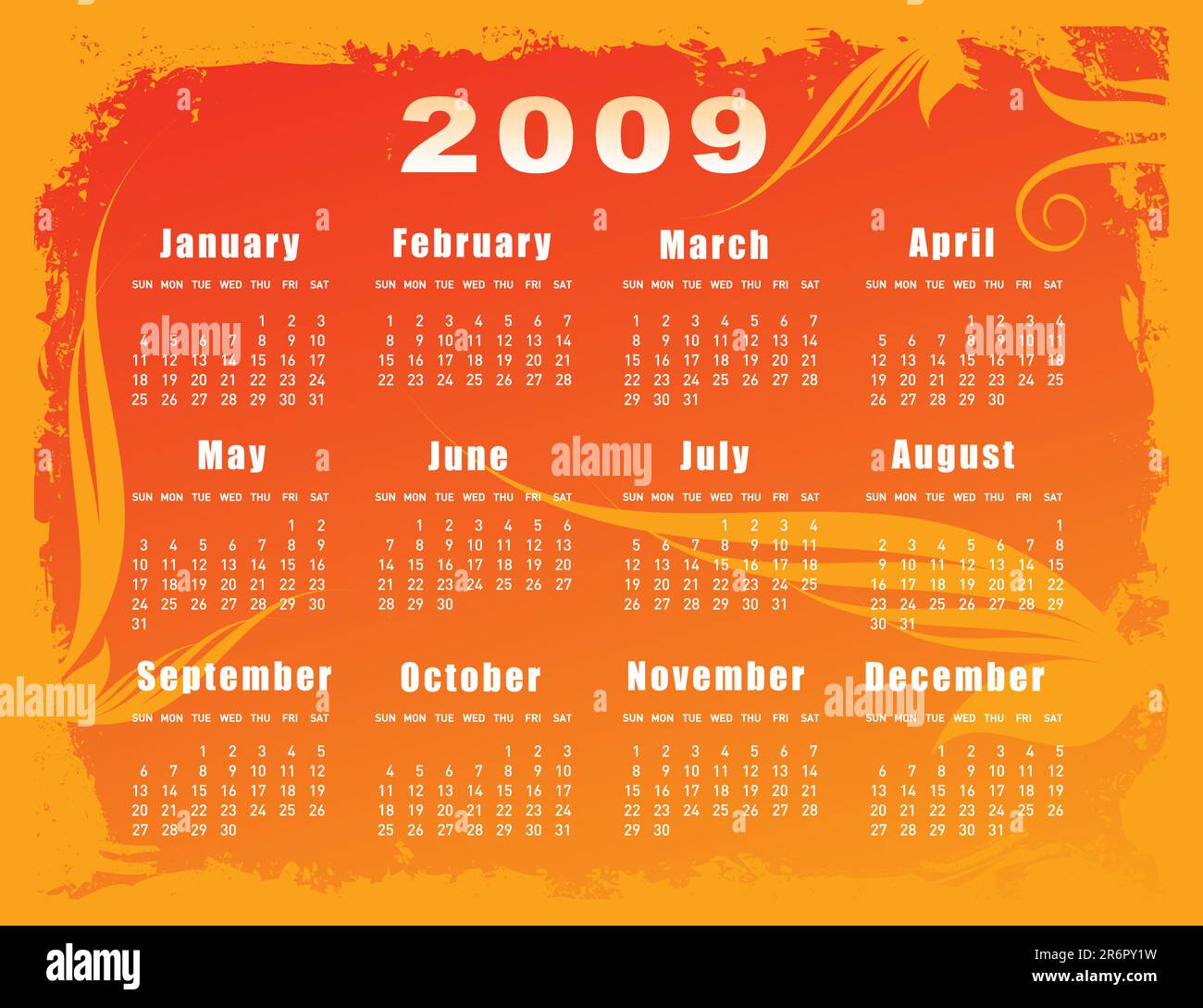 2009 vector calendar - floral design - EPS vector illustration Stock ...