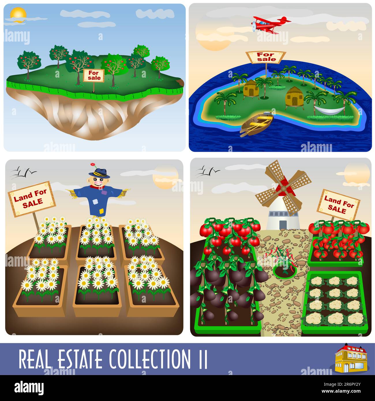 Vector illustration of four different real estates Stock Vector Image ...