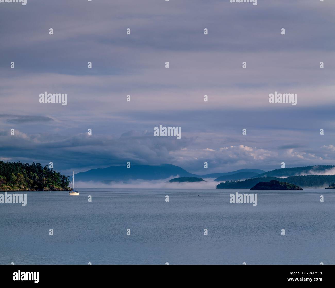 Sailboat, Storm Clouds, Mud Bay, Lopez Island, San Juan Islands ...
