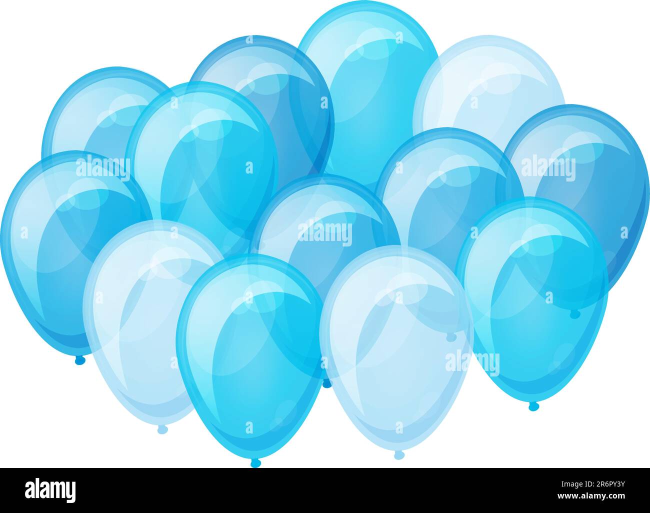 Vector Illustration of a bunch of blue balloons flying up. Eps10 ...