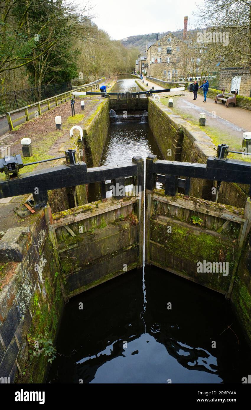 The locks at Hebden Brige are locked with chains overnight in winter ...