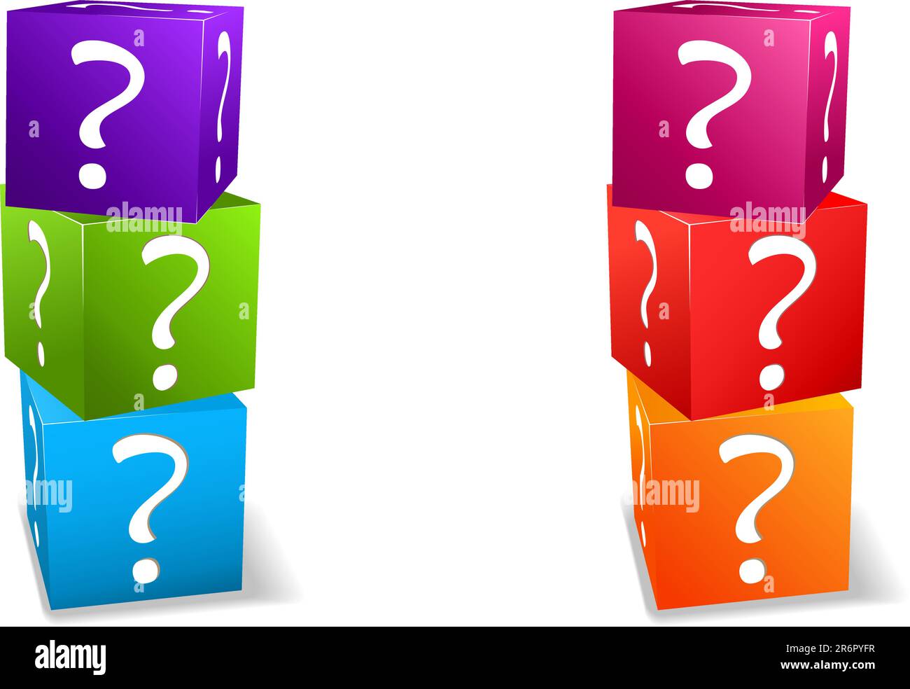 icon set cubes with question mark isolated on white background Stock ...