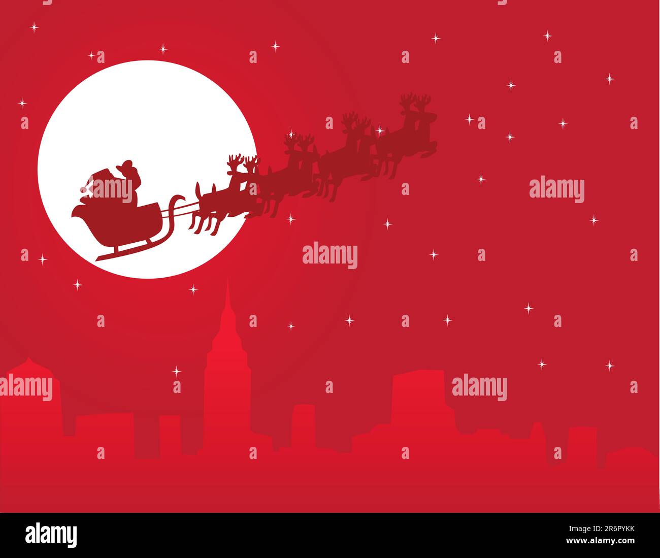 vector illustration of urban holiday background with santa claus Stock ...