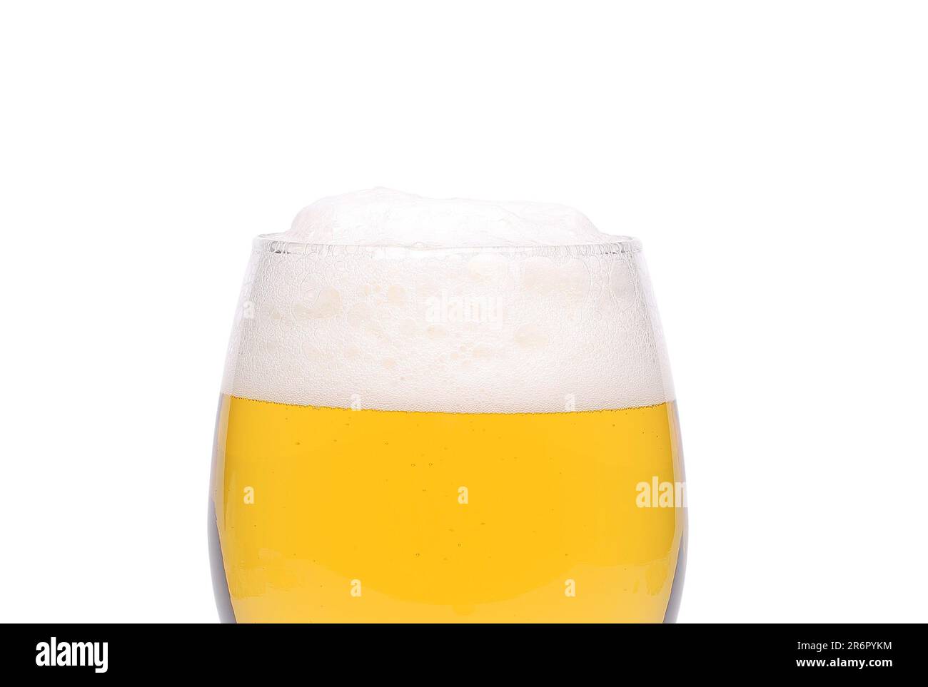 A wine goblet of beer close-up are located on the white background ...