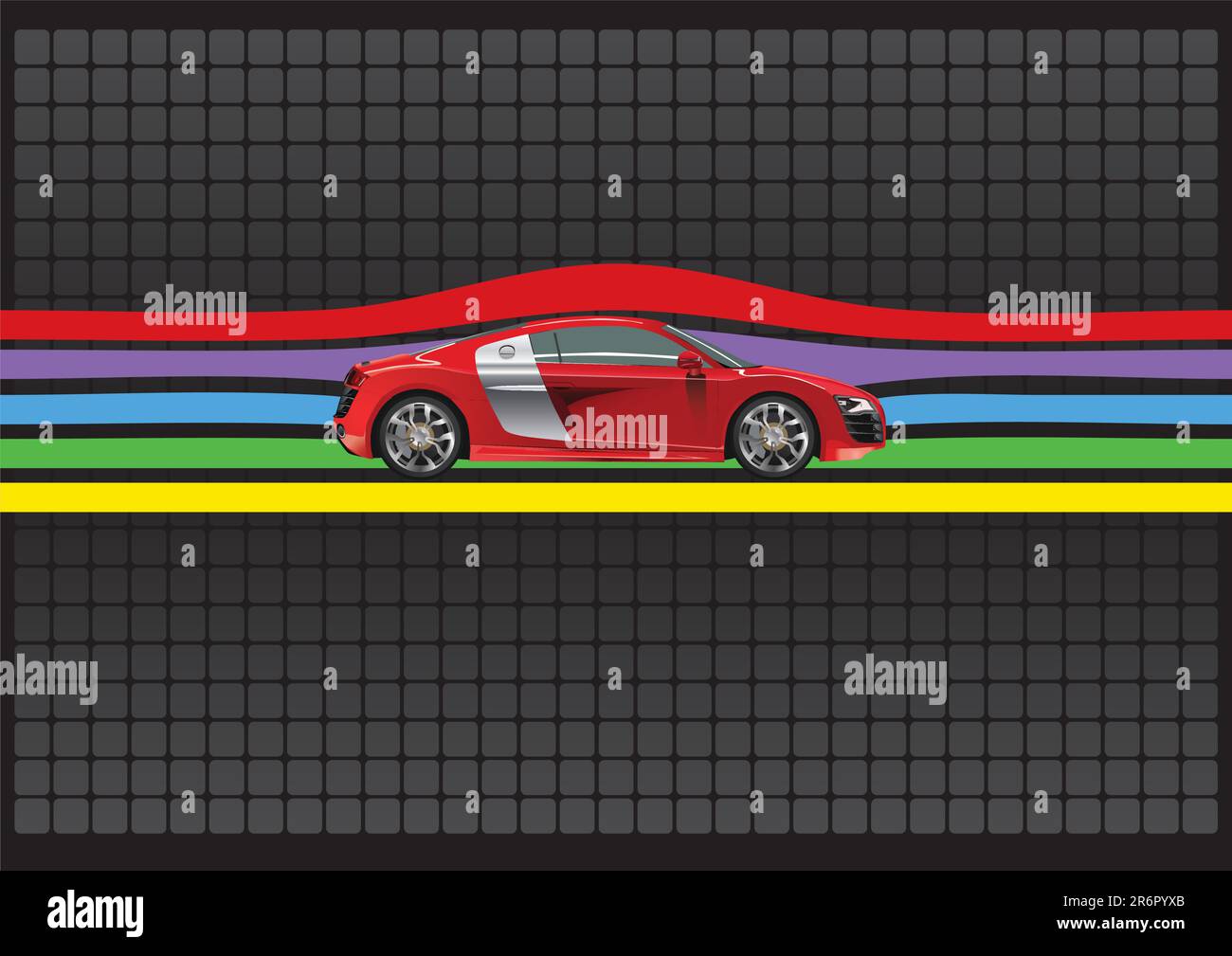 modern car red color isolated with lines. illustration Stock Vector ...