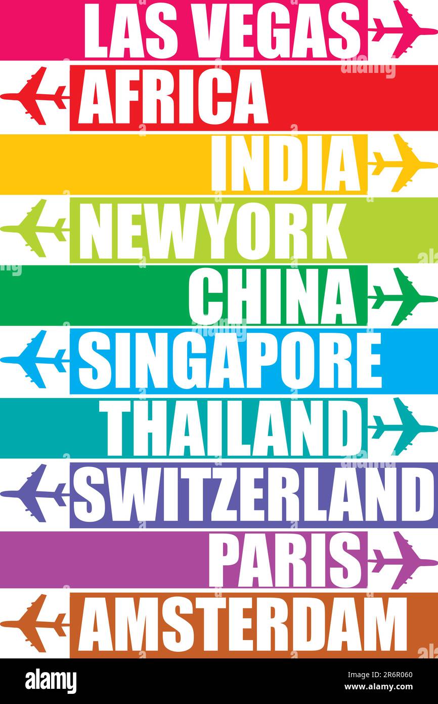 illustration of tag of different tourist place Stock Vector Image & Art ...