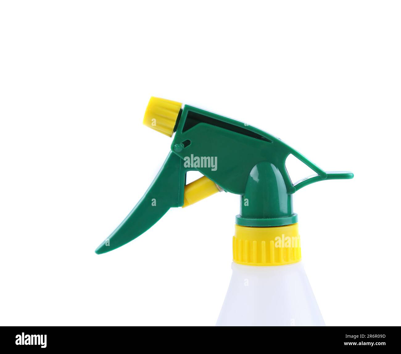 Spray from a bottle of cleaner on the white background Stock Photo - Alamy