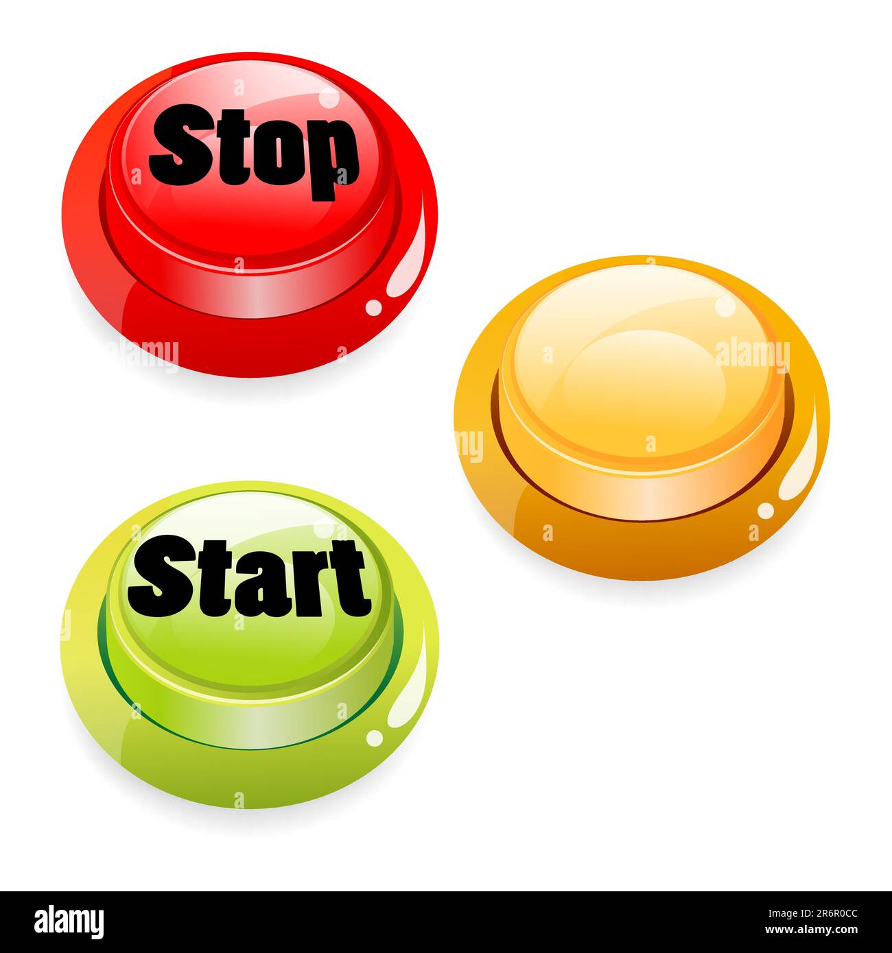 illustration of set of start stop push button on isolated background ...
