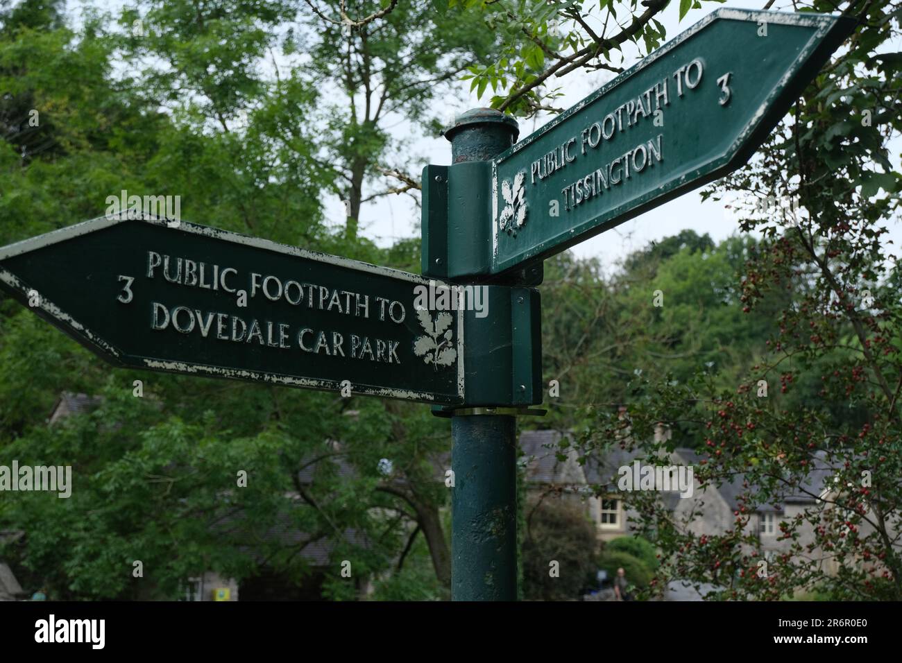 Walking from Ilham to Milldale, a National Trust signpost on the peak ...